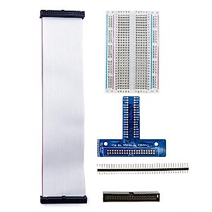 Treedix Pi GPIO Breakout Expansion Kit for Raspberry Pi 4B 3B+ 3B 2B B+, T-Type GPIO Expansion Adapter Board + 400 Tie Points Solderless Breadboard + 20cm 40pin GPIO Flat Ribbon Cable + Pin Header