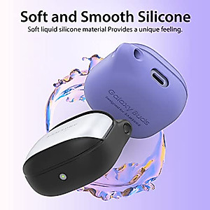 araree Bean Soft and Flexible Shockproof Silicone Cover Case Compatible with Samsung Galaxy Buds 2 Pro (2022) / Galaxy Buds 2 / Galaxy Buds Pro (2021) / Galaxy Buds Live (2020) with Keychain (Black)