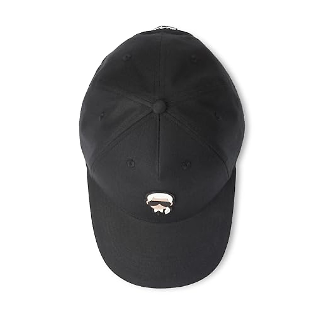 Karl Lagerfeld Paris Women's Tape Brim Karl Character Head Logo Cap, Black_logotape