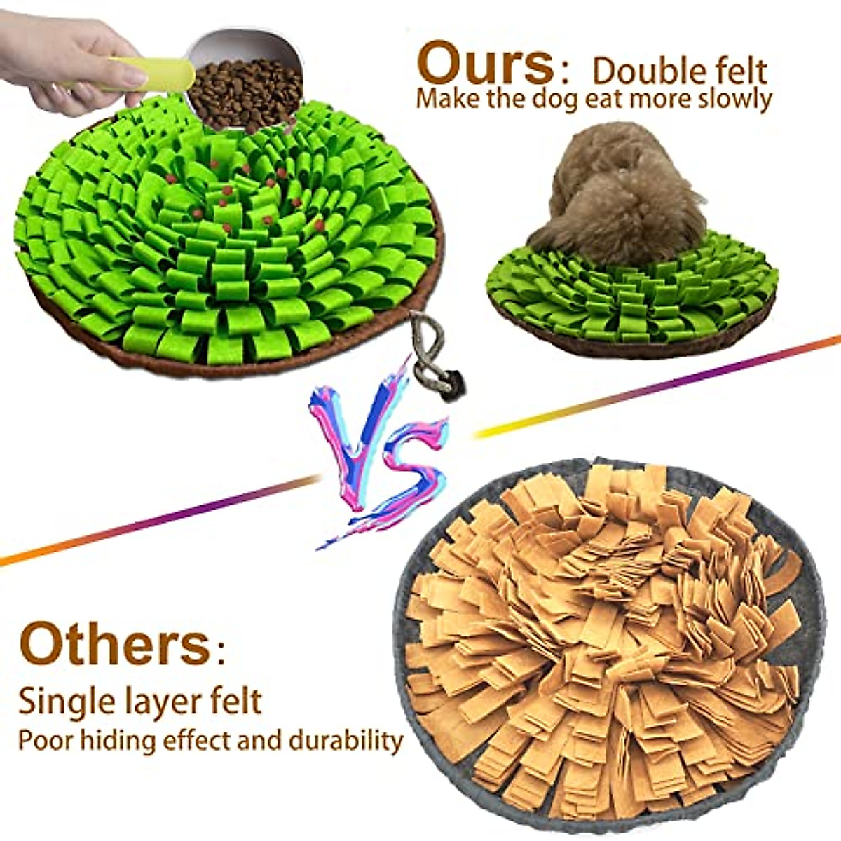 Pet Snuffle Mat for Dogs,Interactive Feed Puzzle for Boredom,Encourages Natural Foraging Skills for Cats Rabbits Dogs Bowl, Dog Treat Dispenser Indoor Outdoor Stress Relief,Travel Portable and Compact