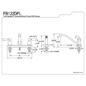 Kingston Brass FB122DPL Paris 8" Centerset Kitchen Faucet, Polished Chrome