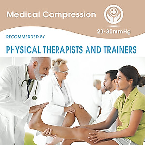 Keskale 3 Pairs Ankle Compression Sleeves for Women & Men - Ankle Foot Brace for Injury Recovery, Open toe Neuropathy Socks, Toeless Ankle Compression Socks for Plantar Fasciitis (Beige, M)