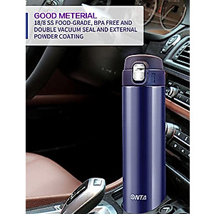 ONTA Insulated Vacuum Sports Water Bottle, 17OZ/500ML Keeps Cold 20H, Hot 12H Stainless Steel Water Bottle and Leakproof Thermos Coffee Travel Mug