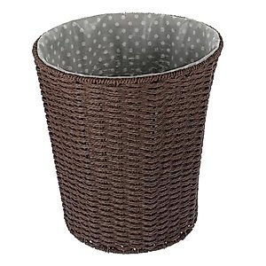 TINEASUR Woven Storage Basket Trash Bin with Lid Round Vases for Centerpieces Straw Basket Bin Storage Weaving Basket Decorative Woven Basket Living Room Storage Basket Coffee Paper Rope