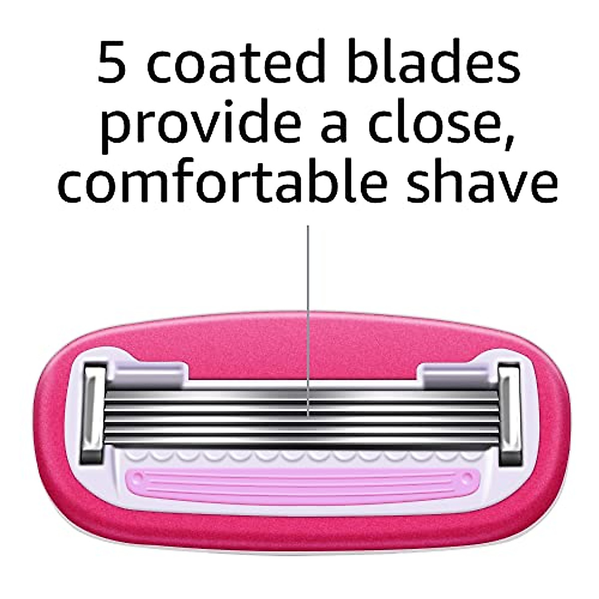 Amazon Basics Women's 5 Blade Razor Blades Refills, Fits Amazon Basics FITS System & Venus Handles, 6 Cartridges (Pack of 1)