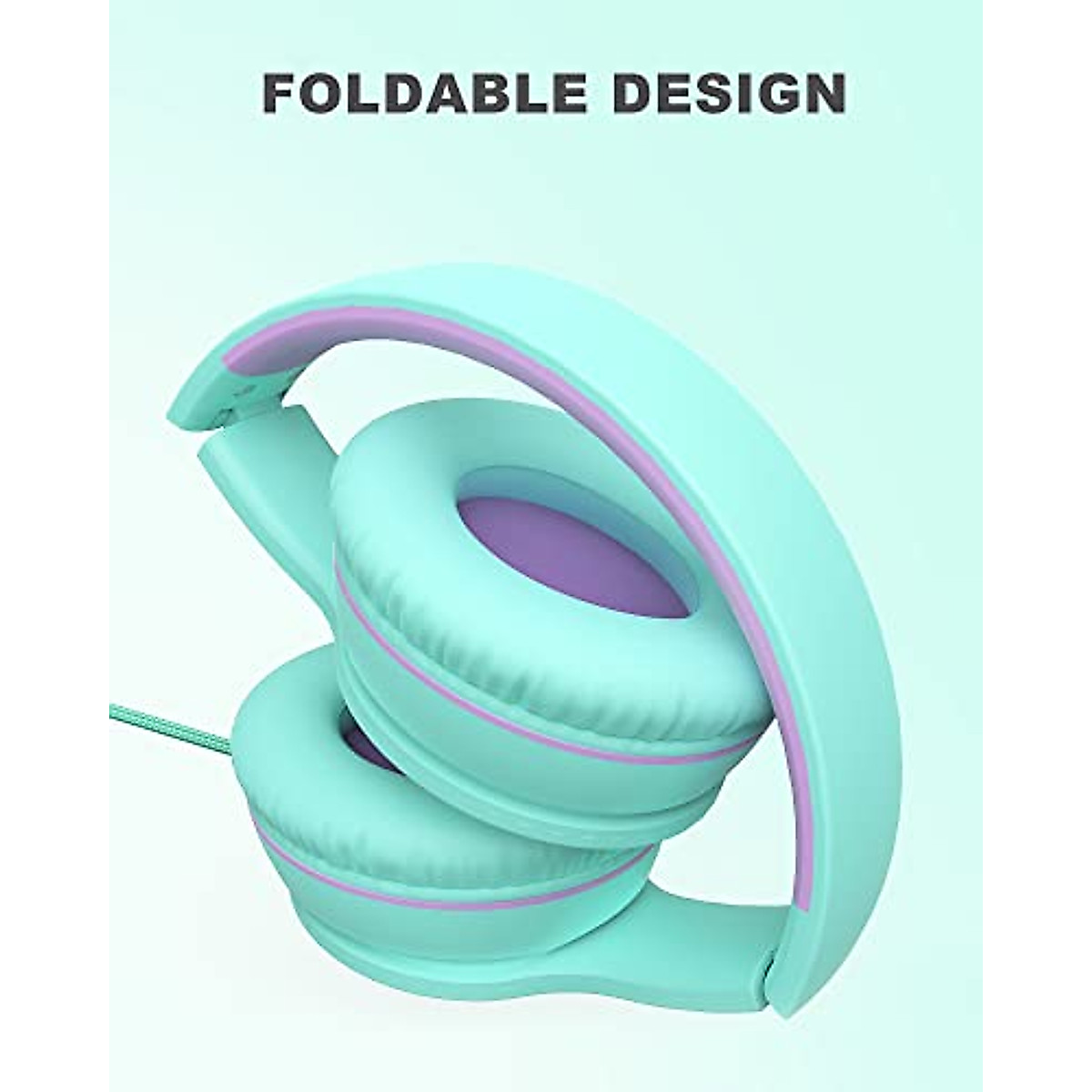 Elecder i45 On-Ear Headphones with Microphone - Foldable Stereo Bass Headphones with No-Tangle 1.5M Cord, 3.5MM Jack, Portable Wired Headphones for School/Kids/Teen/Smartphone/Travel/Tablet Blue/Green