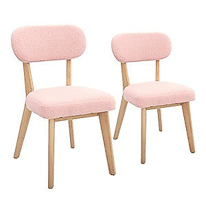 CangLong Mid Century Modern Velvet upholstered Dining Chairs with Wood legsWood, Dining Chairs, Set of 2, Pink