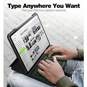 Dracool for iPad Pro 12.9-inch (6th/5th/4th Gen) Case with Keyboard Smart Keyboard Folio Magnetic Ultra Slim Portable Two Viewing Angles Backlit Wirelessly Bluetooth Keyboard with Pencil Holder, Black