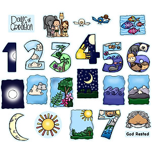 Days of Creation 23 PRECUT Felt Figures Bible Felt/Flannel Board Stories Story Plus Lesson Guide & Activity Coloring Pages