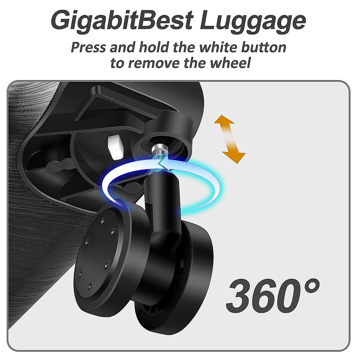 GigabitBest Luggage Sets Clearance Spinner Wheels Suitcase 3 Piece Set PC+ABS with TSA Lock Carry on Hardshell Lightweight 20in 24in 28in, Black