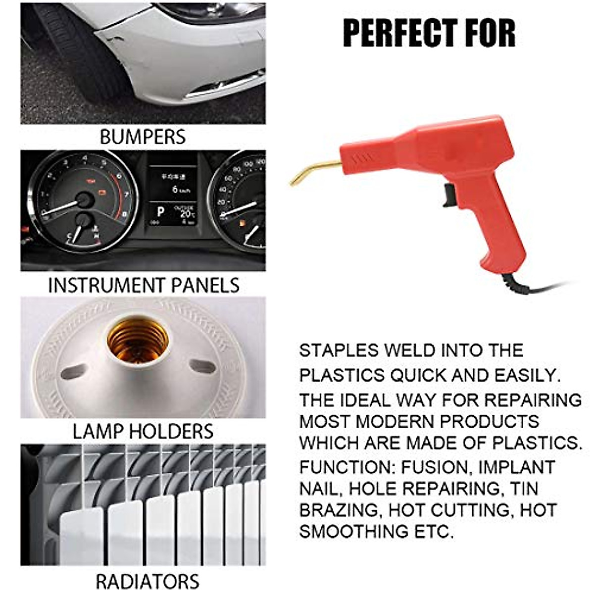 Handy Plastics Welder Garage Tools, Plastic Welding Machine Car Bumper Repair Kit Stapler Welding Tool Machine Staple Repairing Machine Car Bumper Repairing Hot Stapler