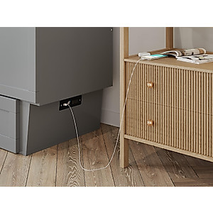 AFI Monroe Full Size Murphy Bed Chest with Mattress, Storage, & Built-in Charger in Grey