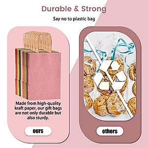 Shindel 24PCS Gift Bags with Handles, Paper Bags Kraft Bags Warm Morandi Colors Paper Bags for Wedding Birthday Party Supplies and Gifts