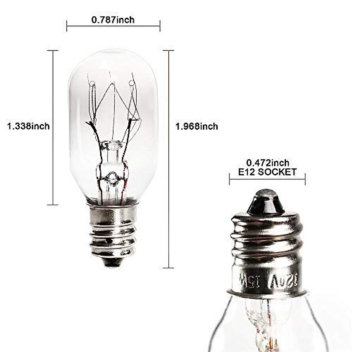 haraqi 6 Pack 15 Watt E12 Socket Salt Lamp Bulbs,Replacement Incandescent Bulbs for Himalayan Salt Rock Lamps and Plug in Night Lights