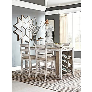 Signature Design by Ashley Skempton Farmhouse 36" Counter Height Dining Table with Storage & Wine Rack, Whitewash