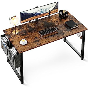 ODK Computer Writing Desk 48 inch, Sturdy Home Office PC Table, Work Desk with Storage Bag and Headphone Hook, Vintage
