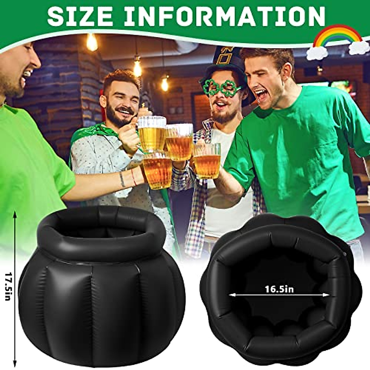Cunhill Large Halloween Inflatable Cauldron Drink Cooler, Black, 22x18 Inch