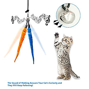 Vovamo Cat Toys for Indoor Cat，1PCS Retractable Cat Wand Toy and 5PCS Cat Feather Toys Refills and 1PCS Fish Teaser Refills, Interactive Kitten Toys Fishing Pole，Fun Toy for Cat Exercise