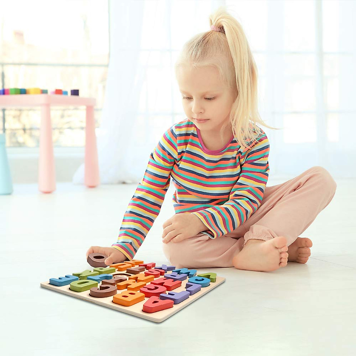 KIPPTO Wooden Alphabet Puzzles. Free Augmented Reality App, Favorite A-Z Animal Imprints with AR Makes Learning Interactive and Fun for Kids. Preschool Montessori Educational Toys 2-4 Years Old.