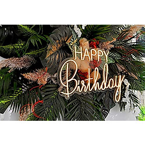 Neon LED Golden Happy birthday Signs USB Powered Acrylic Light For Wall Decor Teen Child Party Suprise Celebration Bedroom Living Room Bar Mitzvah Gift Prom(18.1"x15")