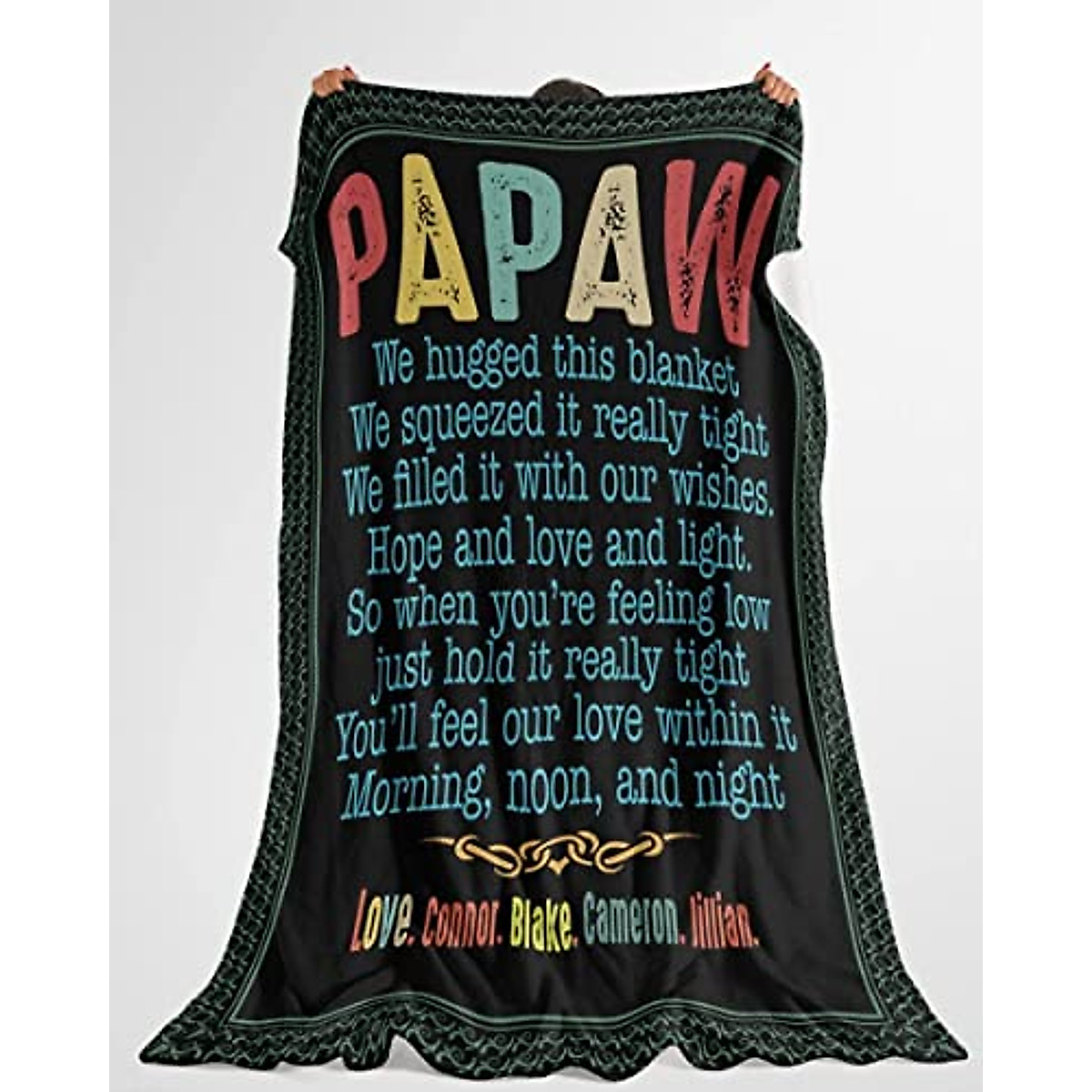 Personalized Papaw Christmas Blanket, Customized Xmas Papaw Gifts, for Papaw, Custom Papaw Papa Poppop Father Papaww Pawpaw Blanket with Children Name.