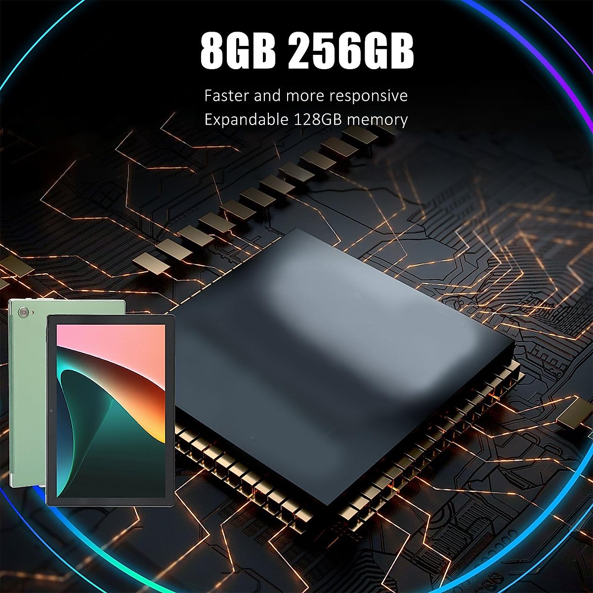 Haofy 10.1 Inch Tablet, Fast Charging Support 2 in 1 8 Core CPU 100-240V 13MP Camera Tablet Computer with Keyboard for Travel (US Plug)