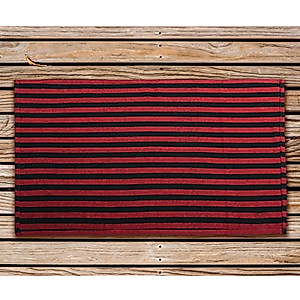 6 Pack Red Cotton Dish Towels - 16 X 27 Inch - Kitchen Towel Linen - Classic Farmhouse Dish Towels - Cotton Tea Towels - Black Striped Dish Towels - Striped Cotton Towels, Reusable, Red & Black