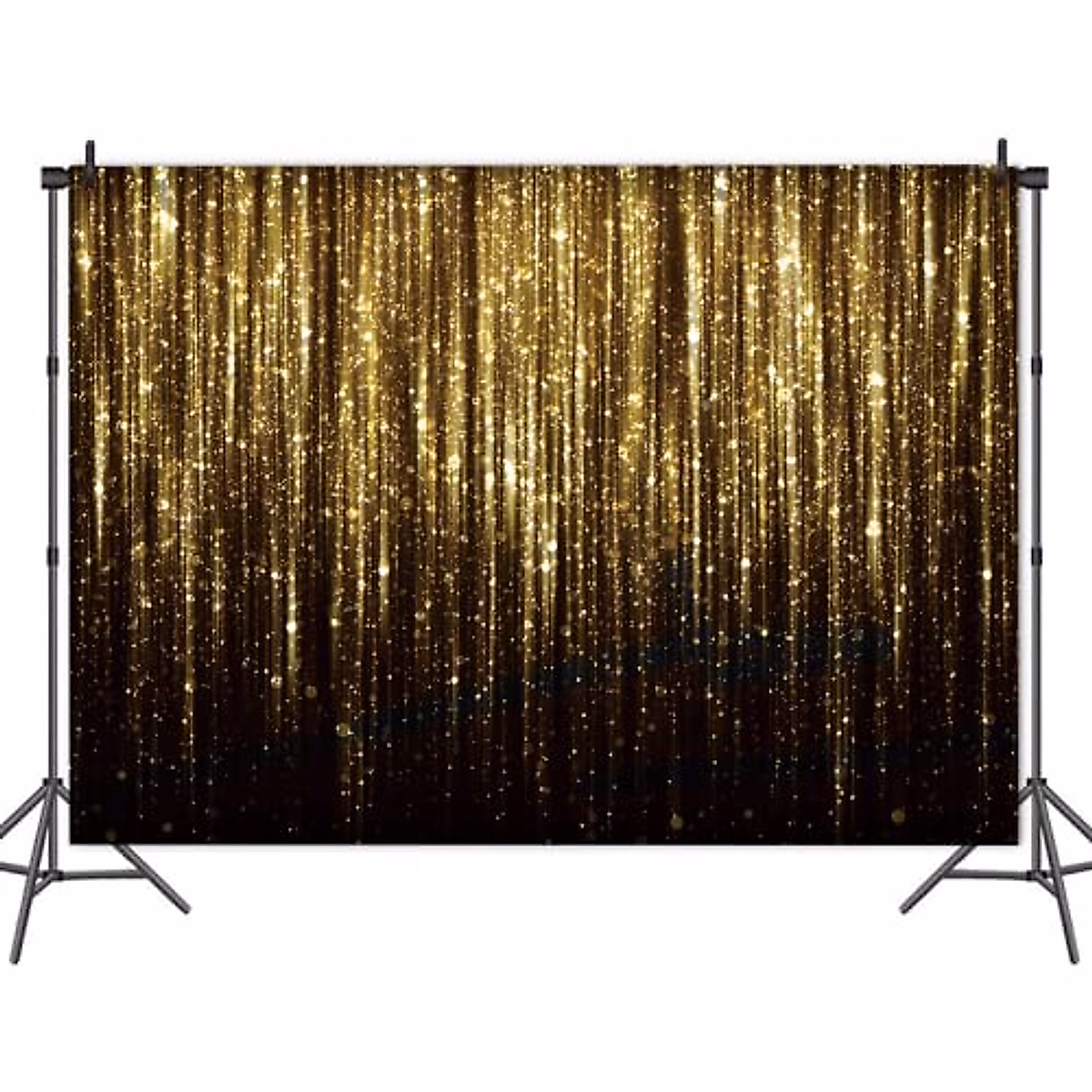 Black Gold Backdrop for Adult Kids Birthday Party Photo Backdrop Decorations Banner Golden Streamer Flash Banner Party Photography Background 7x5ft