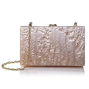 Women Acrylic Clutch Bag for Evening Party Crossbody Shoulder Bag for Special Event with Modern Classic Style Bag (Champagne)
