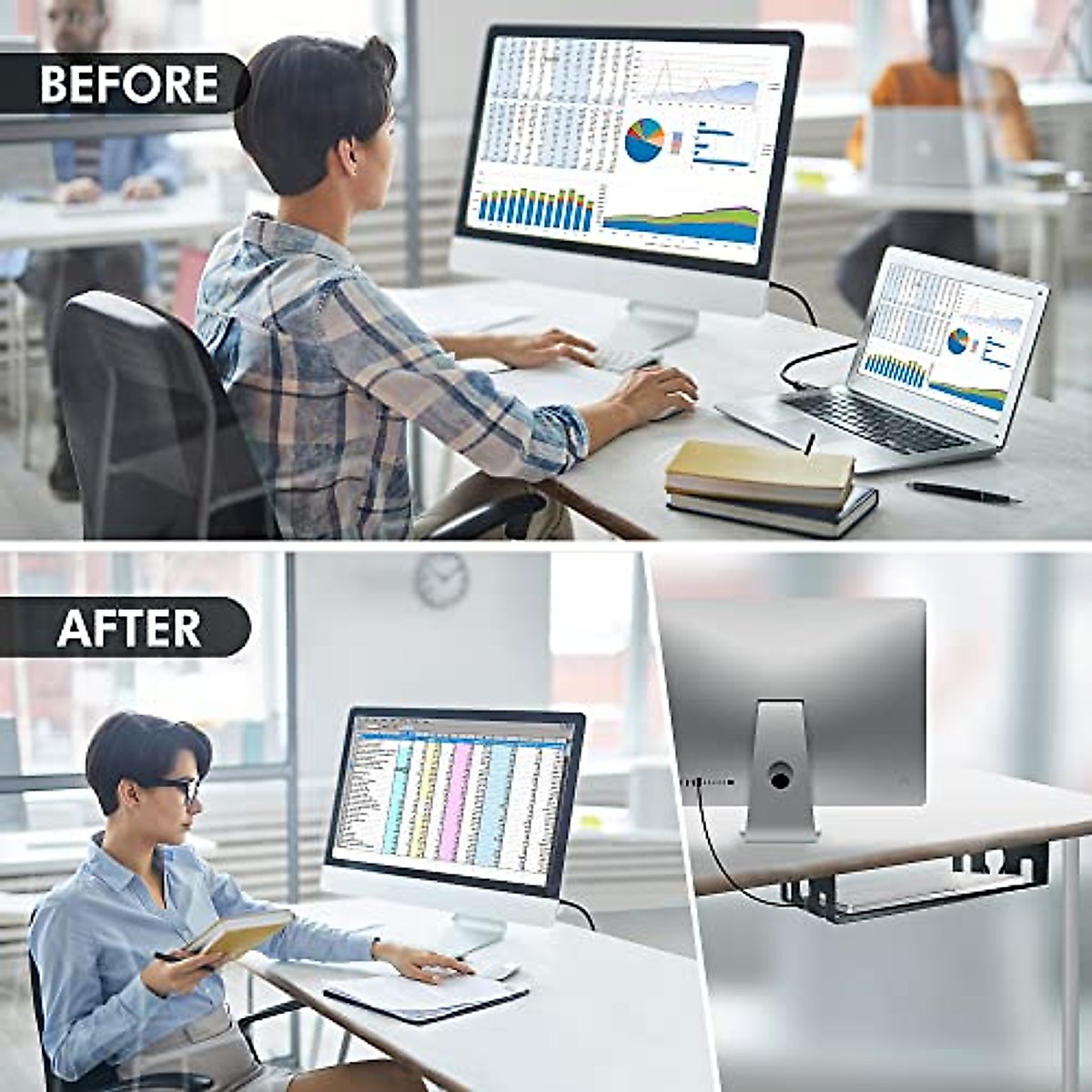 Under Table Shelf - Grey Under Desk Shelf for Laptop, PC,Mac Mini, Computer, and Gadget. Under Table Mount Shelf, Storage, Desk Hanging Organizer, Desk Laptop Holder, PC Desk Mount