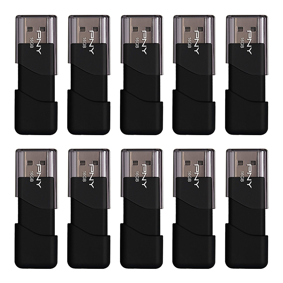 PNY 16GB Attaché 3 USB 2.0 Flash Drive, Black 10 Count (Pack of 1)