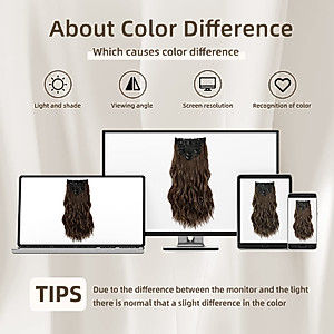 Clip in Hair Extensions, 6 PCS Light Brown Extensions, Wavy Hair Extensions, Natural & Soft Hair & Blends Well Hair Extensions, Chocolate Brown Long Wavy Hairpieces(20inch, 6pcs, Chocolate Brown)