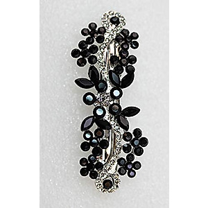 Faship Gorgeous Black Crystal Flower hair Barrette