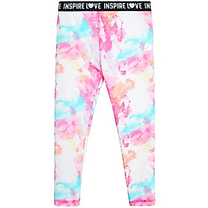 RBX Girls' Activewear Set - Short Sleeve Performance T-Shirt, Tank Top, and Capri Leggings (7-12), Size 10-12, Pink Cherry Inspire