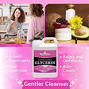 BulkBliss Vegetable Glycerine Food Grade, Non-GMO for Skin, Crafts - Half Gallon Glycerin Liquid (64 oz)
