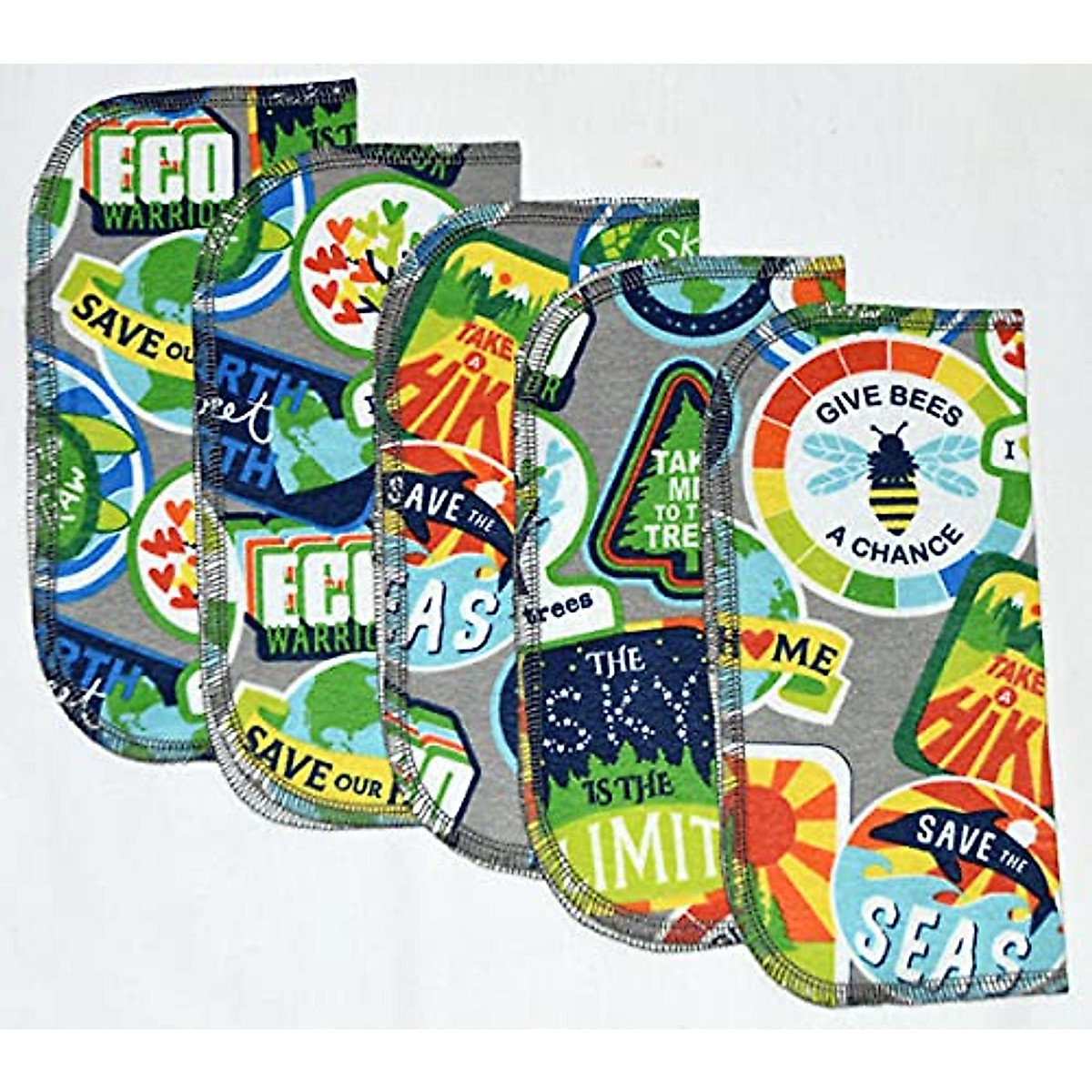 1 Ply Save the Earth Printed Flannel Washable Kids Lunchbox Napkins 8x8 inches 5 Pack - Little Wipes (R) Flannel