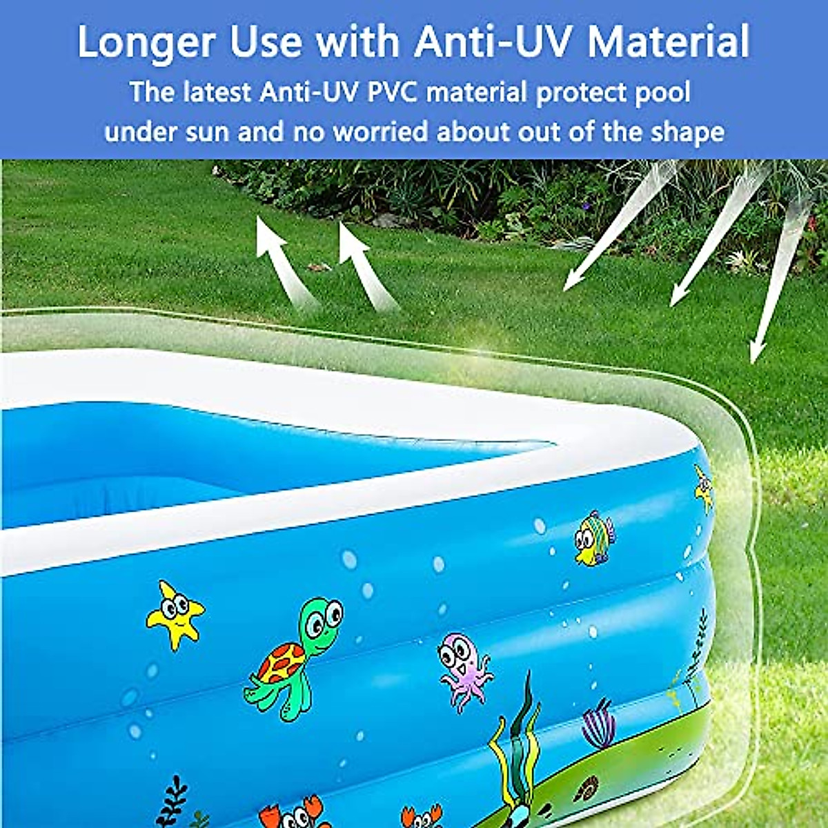 Inflatable Swimming Pool, TUBYIC Swimming Pool, 108“ x69” x24“ Full-Sized Family Inflatable Pools for Adults, Placed Room, Garden, Backyard, Outdoors Summer Water Party