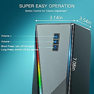 LLEVTIC Computer Speakers, Desktop Speakers with 6 Colorful RGB Lights, Volume Control PC Speakers, USB Powered Gaming Speakers with 3.5mm Aux Cable for PC Monitor Laptop Tablet Phone