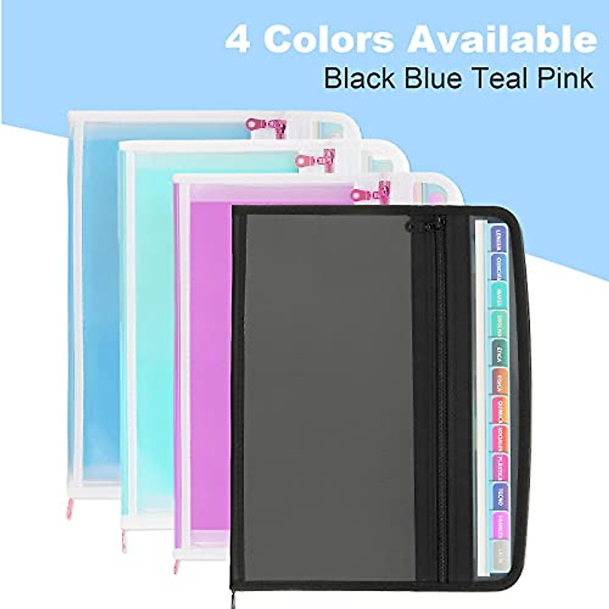 CCidea Expanding File Folder with 13 Pocket, Zipper Closure Accordion Document Organizer,Letter A4 Paper Document Accordion Folder（Green）