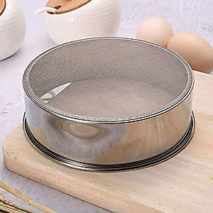 6 Pieces Stainless Steel Round Sifter 40 Mesh Sieve Fine Mesh Round Flour Sieve for Bake Decorate Cakes, Pies, Pastries, Cupcakes