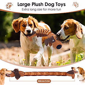 Homounter Squeaky Plush Dog Toys for Large Dogs with Squeaky and Crinkle Paper, Tug of War Pet Toys for Dogs, Interactive Pull Puppy Chew Toys for Small, Medium and Large Dogs