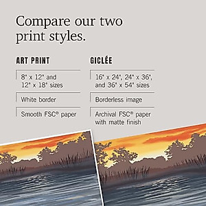 Lantern Press 8x12 Inch Art Print Wall Decor, Algonquin Park, Muskoka, Ontario, Loons and Lake at Sunset