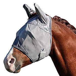 Cashel Crusader Horse Fly Mask with Ears, Grey, Yearling