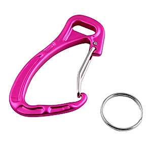 CRAZY SHARK 6PCS Fishing Aluminum Alloy Carabiner Keychain Outdoor Camping Climbing Snap Clip Lock Buckle Hook Fishing Tool（Pink）
