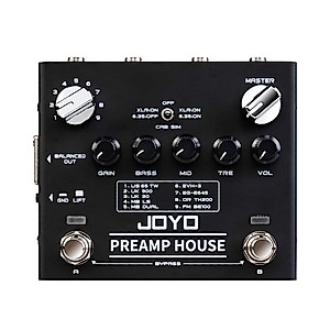 JOYO R-15 Dual Channel Preamp Cabinet Simulation Effect Pedal Bundle with DC 9V Pedal Power Supply (800mA -1A) AC Adapter