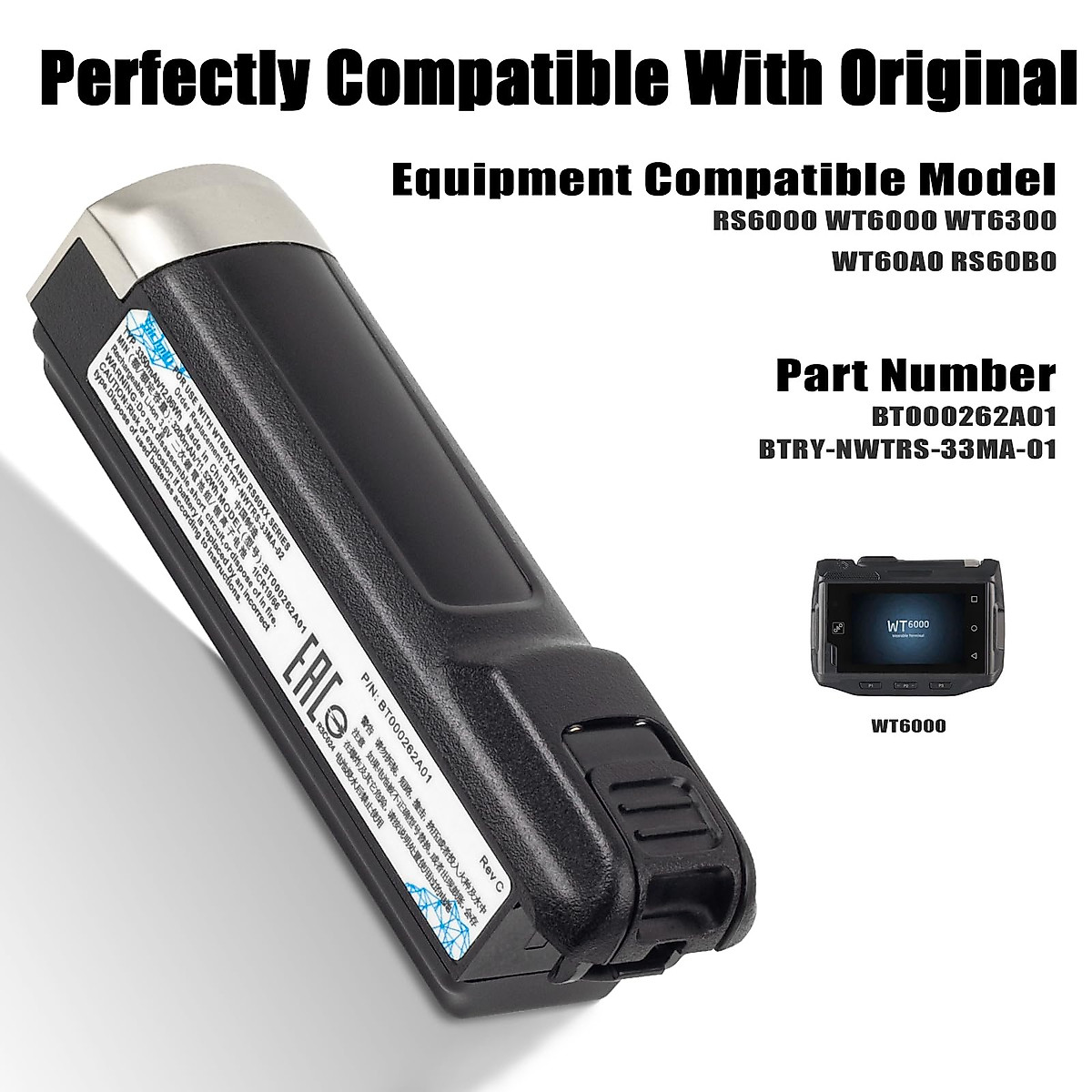 Sicimly 3350mAh Replacement Batteries fit for Zebra WT6000 WT6300 WT60A0 RS6000 RS60B0 BTRY-NWTRS-33MA-02 BT000262A01