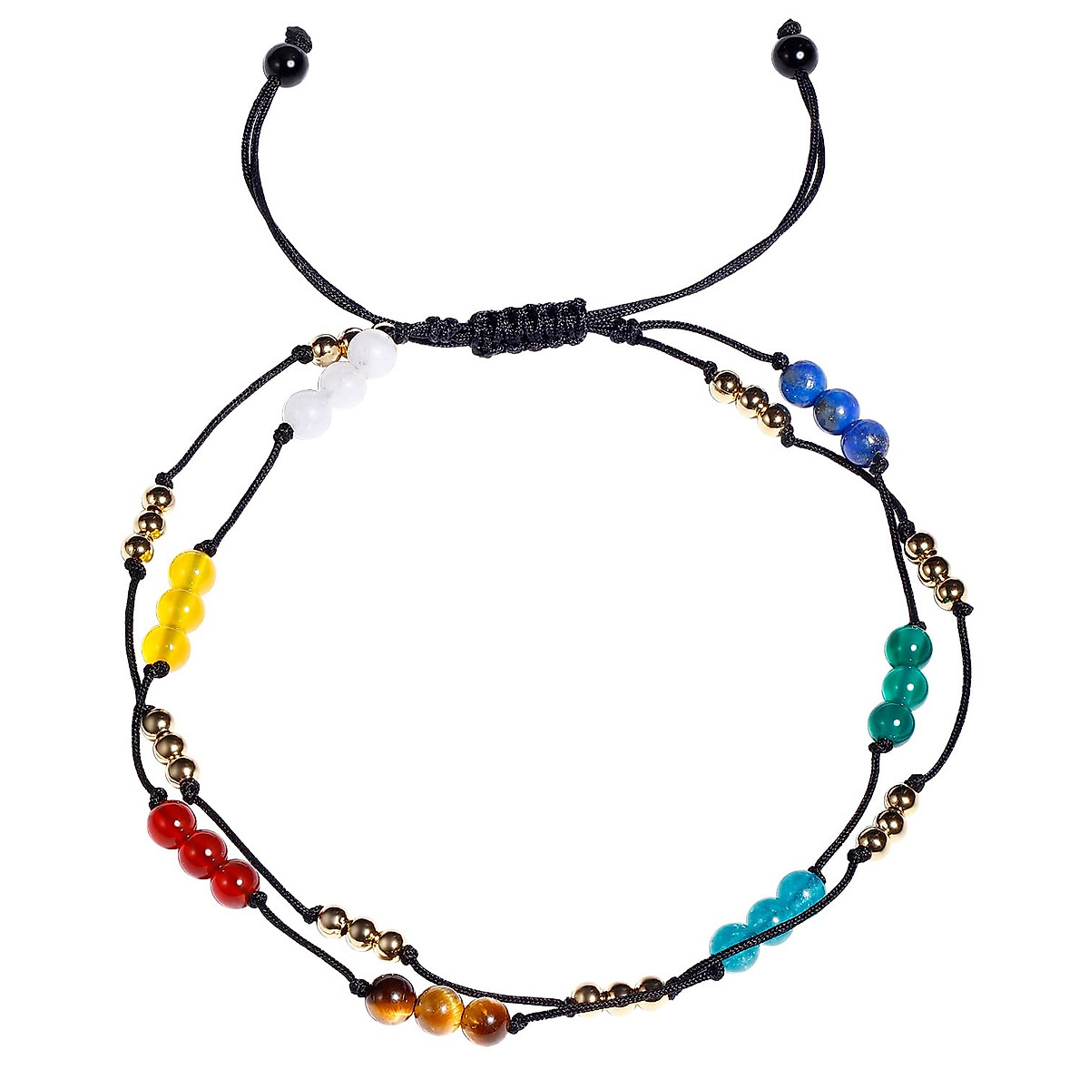 Lightock 7 Chakra Ankle Bracelets for Women Double Layer Bracelet Healing Crystals Anti Anxiety Crystal Beads Bracelet Bring Good Luck (Multicul gems)