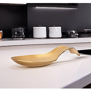 RONDURE Elegant Spoon Rest Holder for Stove Top - Cooking and Kitchen Utensil Holder - Retro Gold Culinary rest