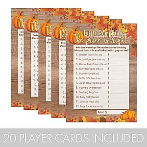 DISTINCTIVS Rustic Fall Little Pumpkin Baby Shower Price is Right Game Cards - 20 Count