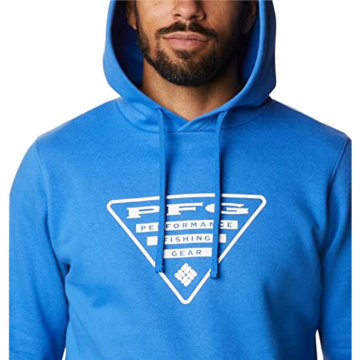 Columbia Men's PFG Triangle II Hoodie, Vivid Blue/White, Large